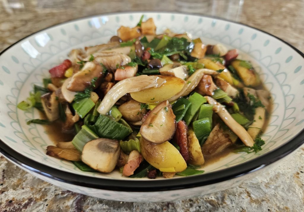 Fricassee of Leek, Wild Mushroom, New Potato and Pancetta